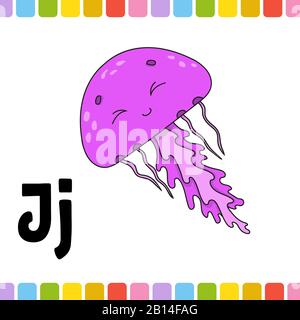 Alphabet flashcard with letter J for Jellyfish illustration Stock ...
