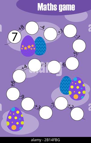 Maths chain game with spring pictures for children, education game for ...