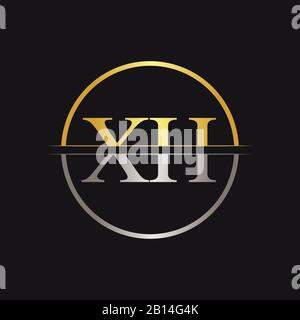 Creative Letter XH Logo Vector With Gold Color. Abstract Linked Letter ...