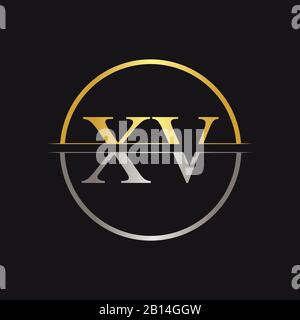Creative Letter XV Logo Vector With Gold Color. Abstract Linked Letter ...