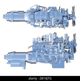 engine piston side view isolated on white background Stock Photo - Alamy