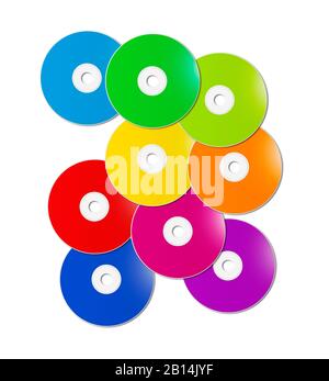 Colorful rainbow CD - DVD range isolated on white background - mockup ...