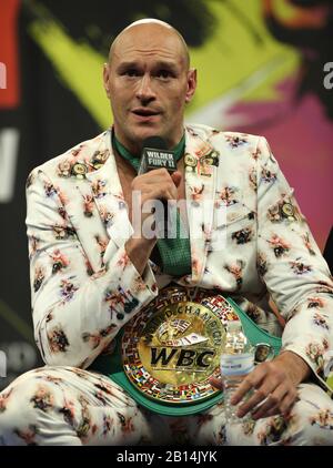 Tyson Fury during the post-fight press conference at the MGM Grand, Las ...