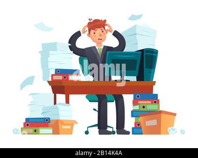 Document pile. Stacked paper sheets, messy office stationary with paper ...