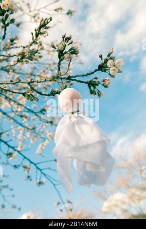 Teru Teru Bozu. Japanese Rain Doll hanging on Sakura tree to pray for ...
