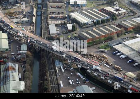 Aerial view of Motorway Junction (M5 J11 Stock Photo - Alamy