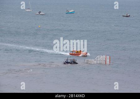 A Talus MB-764 amphibious tractor at the RNLI lifeboat station in ...