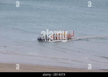 A Talus MB-764 amphibious tractor at the RNLI lifeboat station in ...