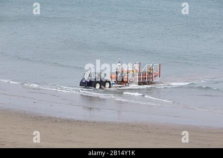 A Talus MB-764 amphibious tractor at the RNLI lifeboat station in ...