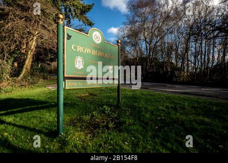 Signage on the road into Crowborough Stock Photo - Alamy