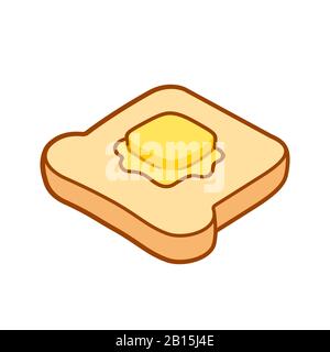 cute illustration of simple toast breakfast on pastel background Stock ...