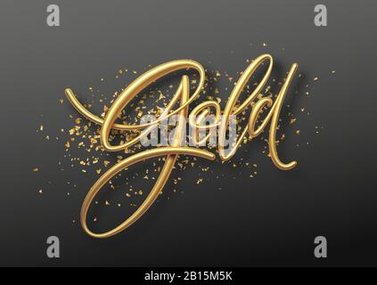 Word Gold 3d calligraphic lettering realistic illustration isolated on ...