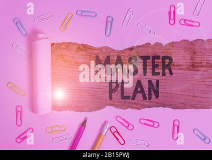 Text sign showing Master Plan, Business showcase dynamic long-term ...