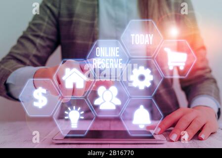 Word writing text Online Reserve. Business photo showcasing enables ...