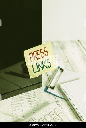 Writing note showing Press Links. Business concept for intended to ...