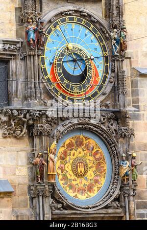 Astronomical clock closeup in Old Town Square in Prague Czech Republic ...