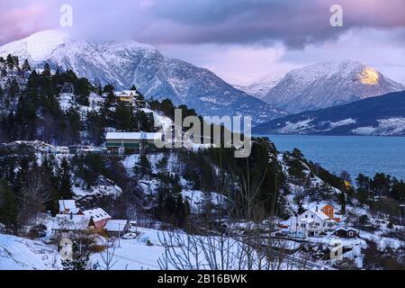 Scenic view of Ålvik village, Hardanger, Hordaland, Norway. Beautiful ...
