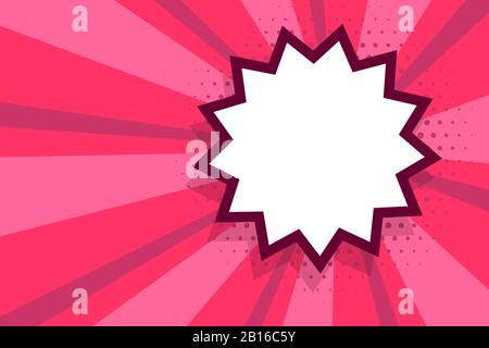 Comic boom balloon. Empty pink and yellow bang speech bubble in Pop Art Style. Vector ...