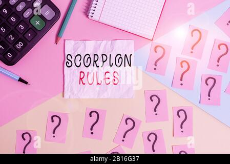 Handwriting text writing Scorpion Rules. Conceptual photo Dystopian ...