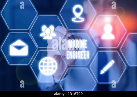 Writing note showing Marine Engineer. Business concept for incharge ...