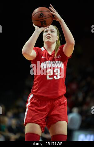 Ohio State forward Rebeka Mikulasikova (23) grabs a rebound over ...