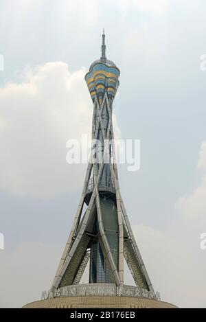 The space-age looking TV tower, or Zhongyuan tower, in Zhengzhou ...