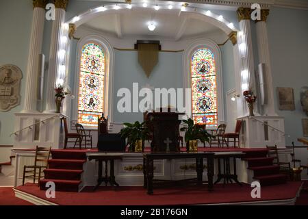 INTERIOR OF THE FIRST AFRICAN BAPTIST CHURCH ON CUMBERLAND ISLAND ...