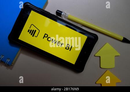 Microsoft Power BI mobile app icon is seen on a smartphone Stock Photo ...