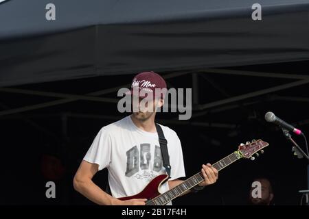 Bergamo, Italy - August 04, 2018: The metal group BULLDOZER performs at ...