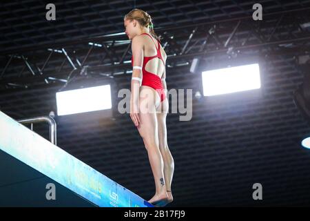 KYIV, UKRAINE - AUGUST 6, 2019: Sofiia LYSKUN of Ukraine reacts after ...