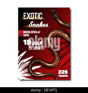 Exotic Snakes Terrarium Advertising Banner Vector Illustration Stock ...