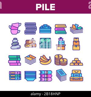 Pile Objects Things Collection Icons Set Vector Stock Vector Image ...
