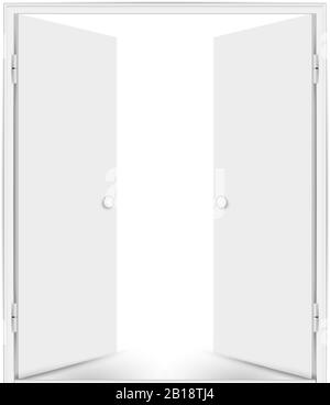 Open double doors isolated on checkered transparent background. Vector ...