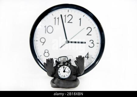 Funny ClockMan made from Play Clay. Isolated on white background Stock ...