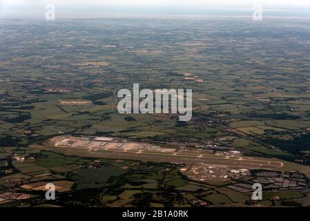 aerial view of Stansted airport in Essex with junction 8 of the M11 ...