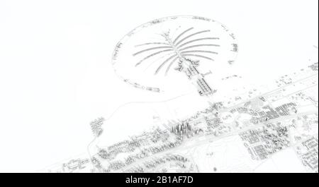 Dubai city map 3D Rendering. Aerial satellite view Stock Photo - Alamy