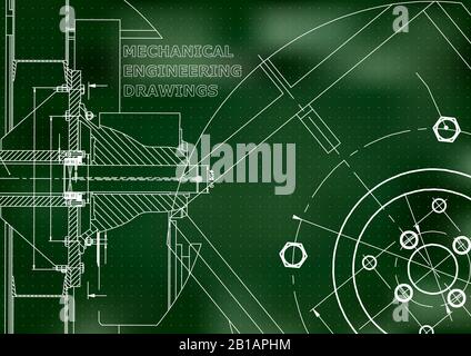 Green background. Points. Technical illustration. Mechanical ...