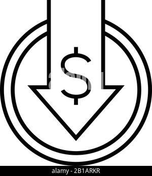 Dicrease profits black icon, concept illustration, vector flat symbol ...