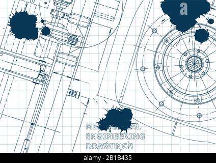 Blue Ink. Blots. Vector engineering illustration. Cover, flyer, banner ...