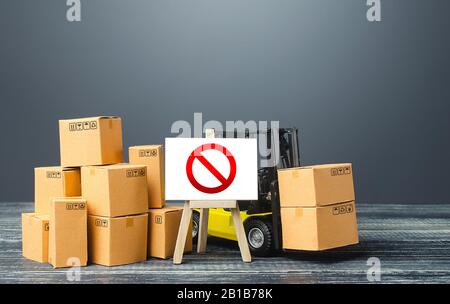 Restrictions ban on import goods. Sanctions, trade embargo. Isolation ...