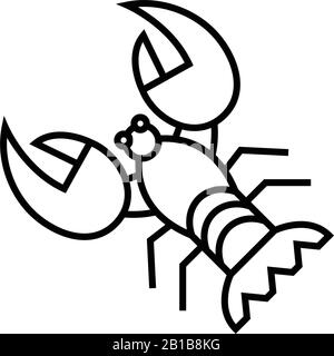 Crayfish linear icon. Underwater sea animals, lobster. Seafood ...