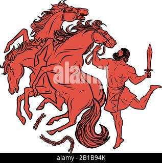 Mares of Diomedes. 12 Labours of Hercules Heracles Stock Vector Image ...