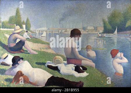 Bathers at Asnières by Georges Seurat Stock Photo - Alamy
