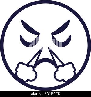 Triumph emoji face flat style icon design, Cartoon expression cute ...