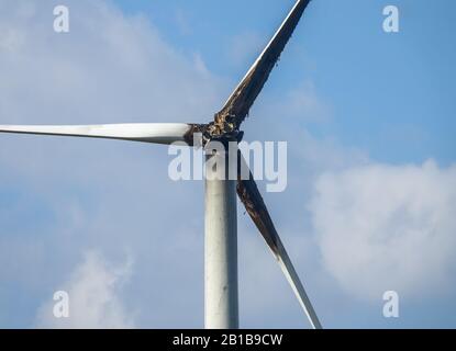 Burned damaged wind turbine Stock Photo - Alamy