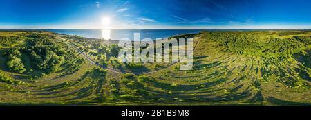 Coastal Swedish Chapel, blue sky and seaside natural environment ...