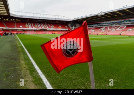 A general view of a Sheffield United flag on the pitch ahead of the ...