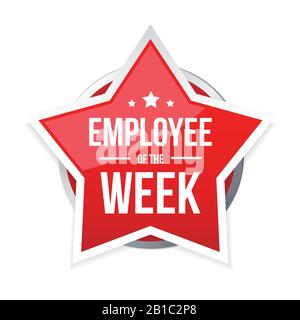Employee of the week label or stamp with red ribbon Stock Vector Image ...