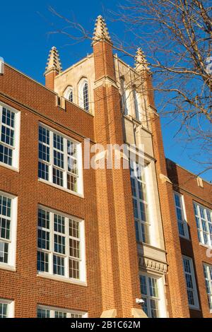 Exterior of LaSalle/ Peru Township High School with brilliant blue ...