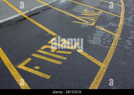 Fire Lane road markings, Plymouth, Massachusetts, USA Stock Photo - Alamy